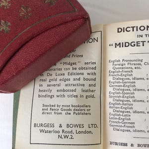 English Midget Series Dictionaries in Red Leather Case Burgess & Bowes ...