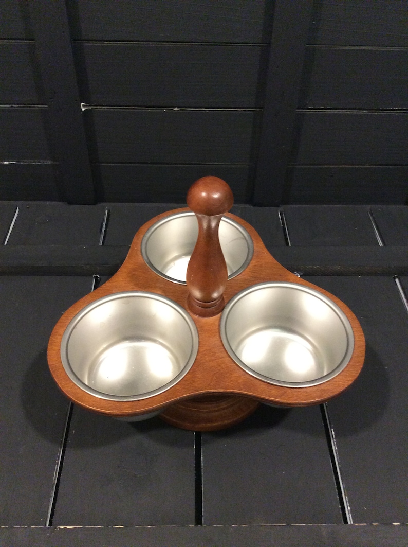 Vintage Ma Leck Inspired Stainless and Wood Condiment Server - Etsy