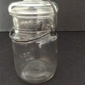 Ball Ideal Glass Mason Jar With Wire Bail Glass Lid Pint Size Made in ...