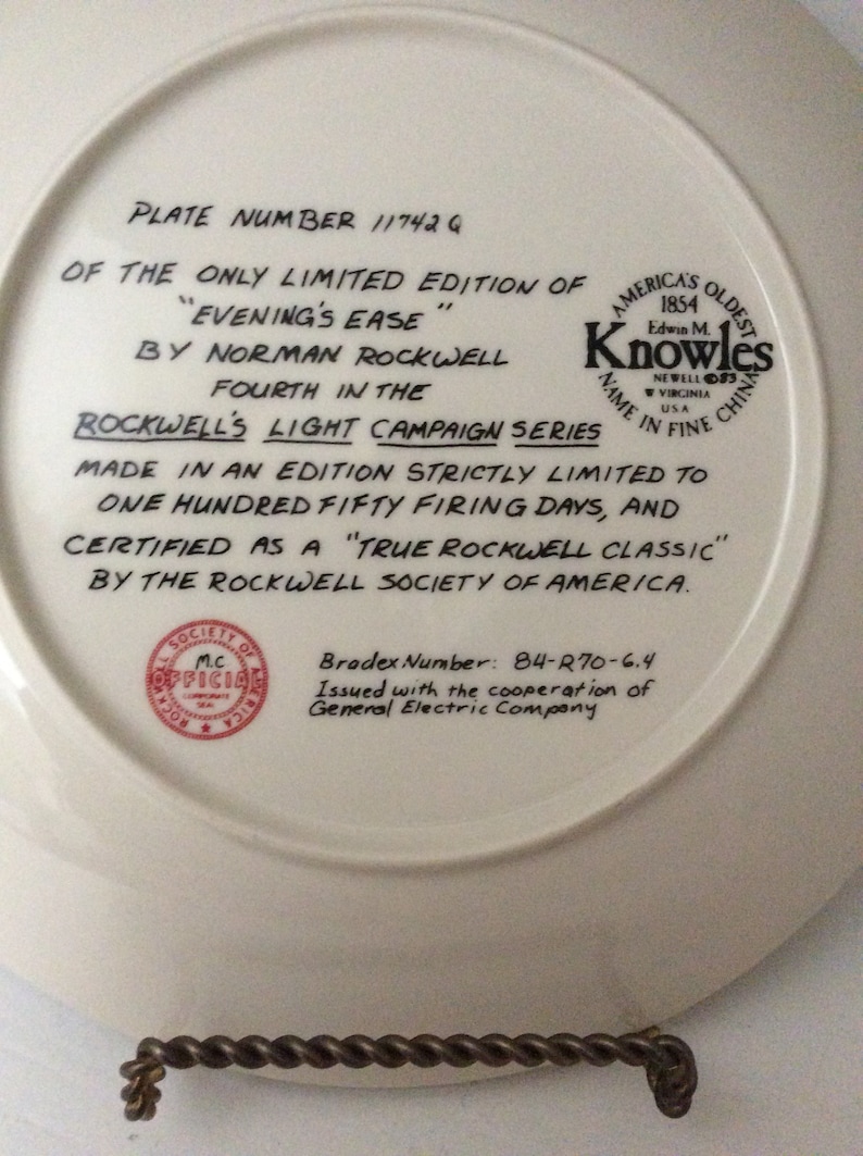 Knowles Norman Rockwell Limited Edition "evenings Ease" Rockwell's ...