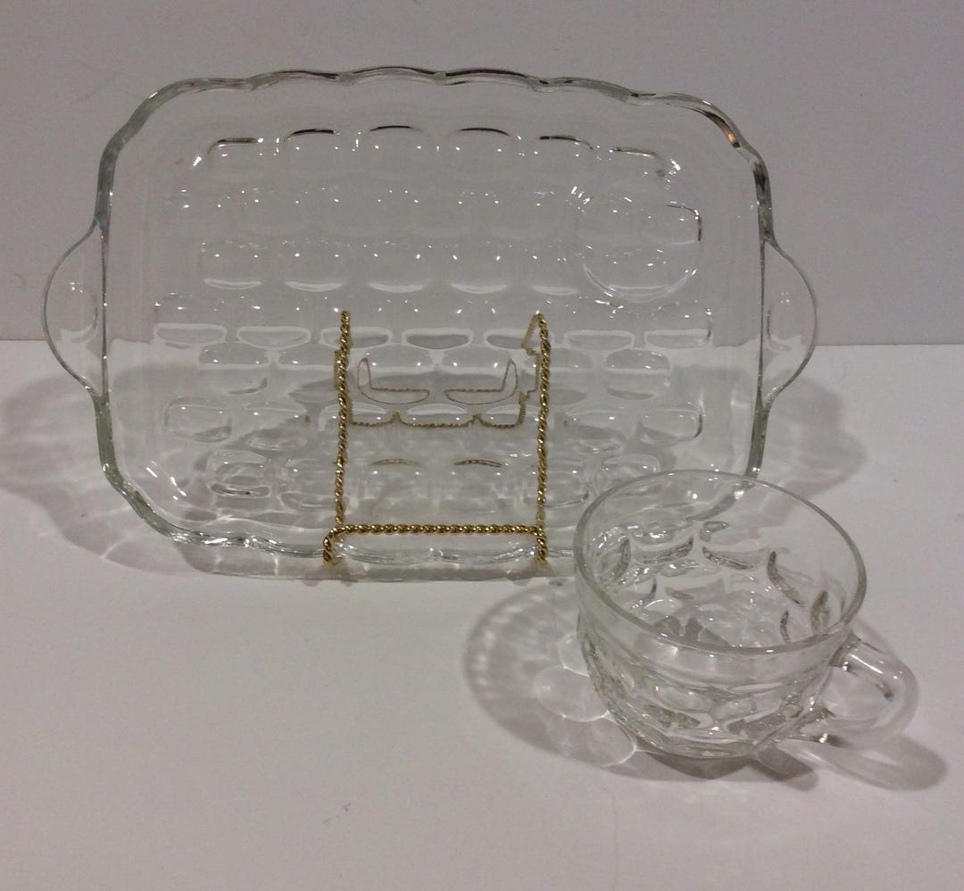 Federal Glass Yorktown Colonial Snack Set Set of 4 Made in USA ...