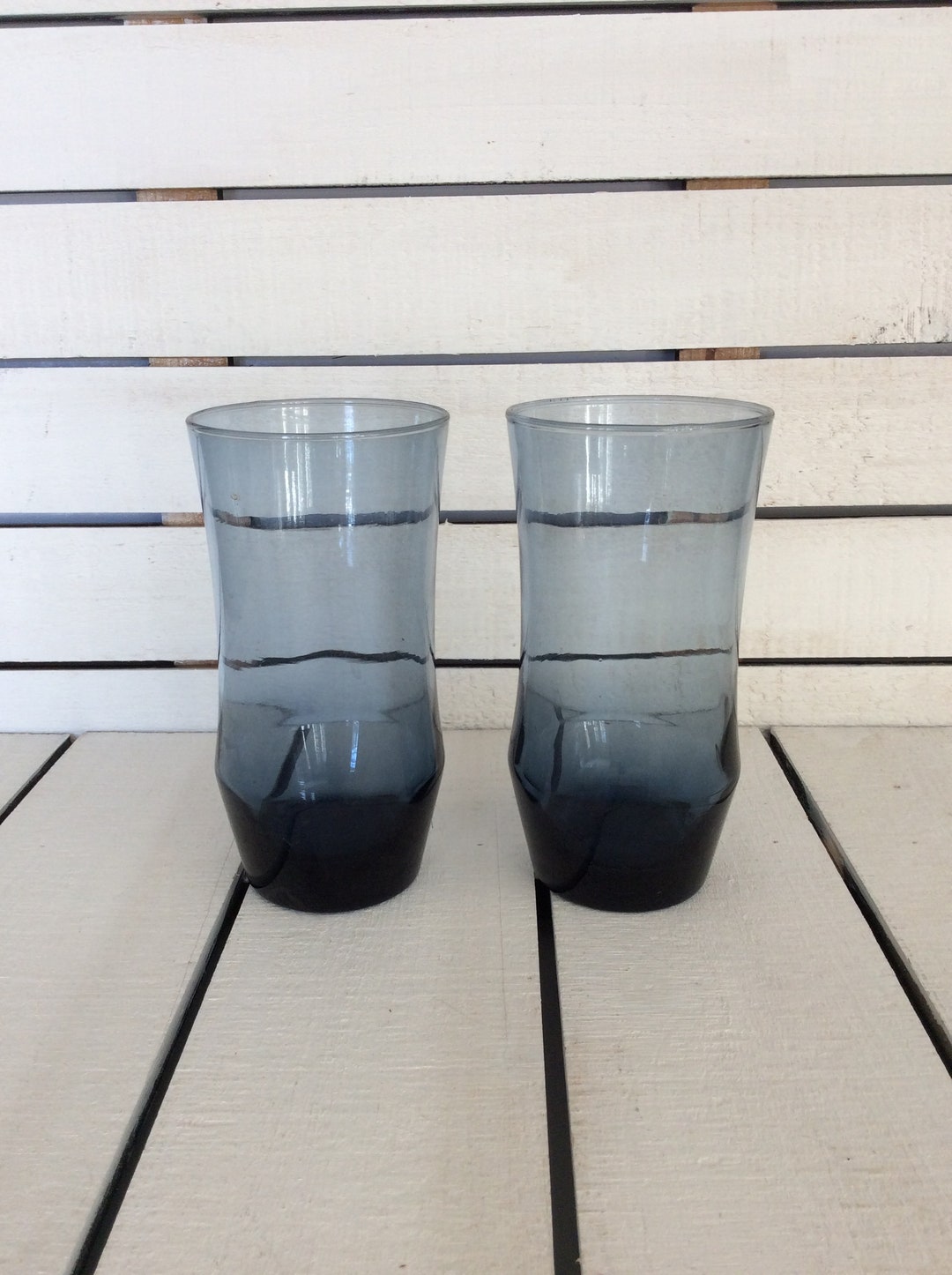 Apollo Blue 16 Ounce Tumblers Set of 2 Vintage Libbey Glass Made in ...