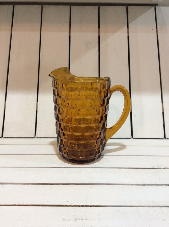Whitehall amber glass pitcher vintage Home & Living Kitchen & Dining ...