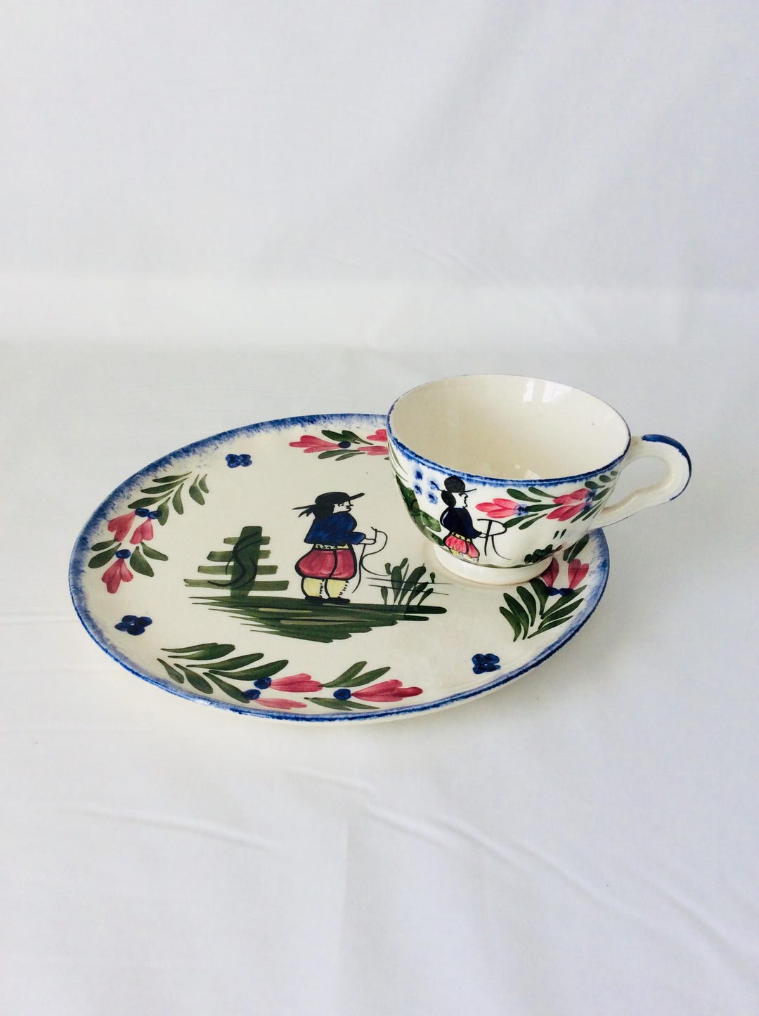French Peasant Snack Plate and Cup From Blue Ridge Southern Pottery ...