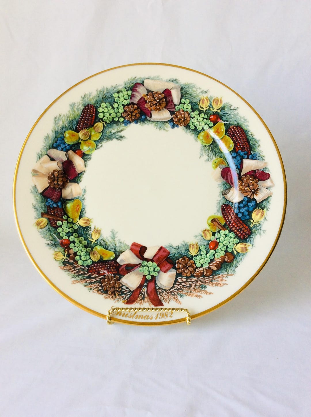 Lenox Annual Limited Edition Colonial Christmas Wreath Plate 1982 ...