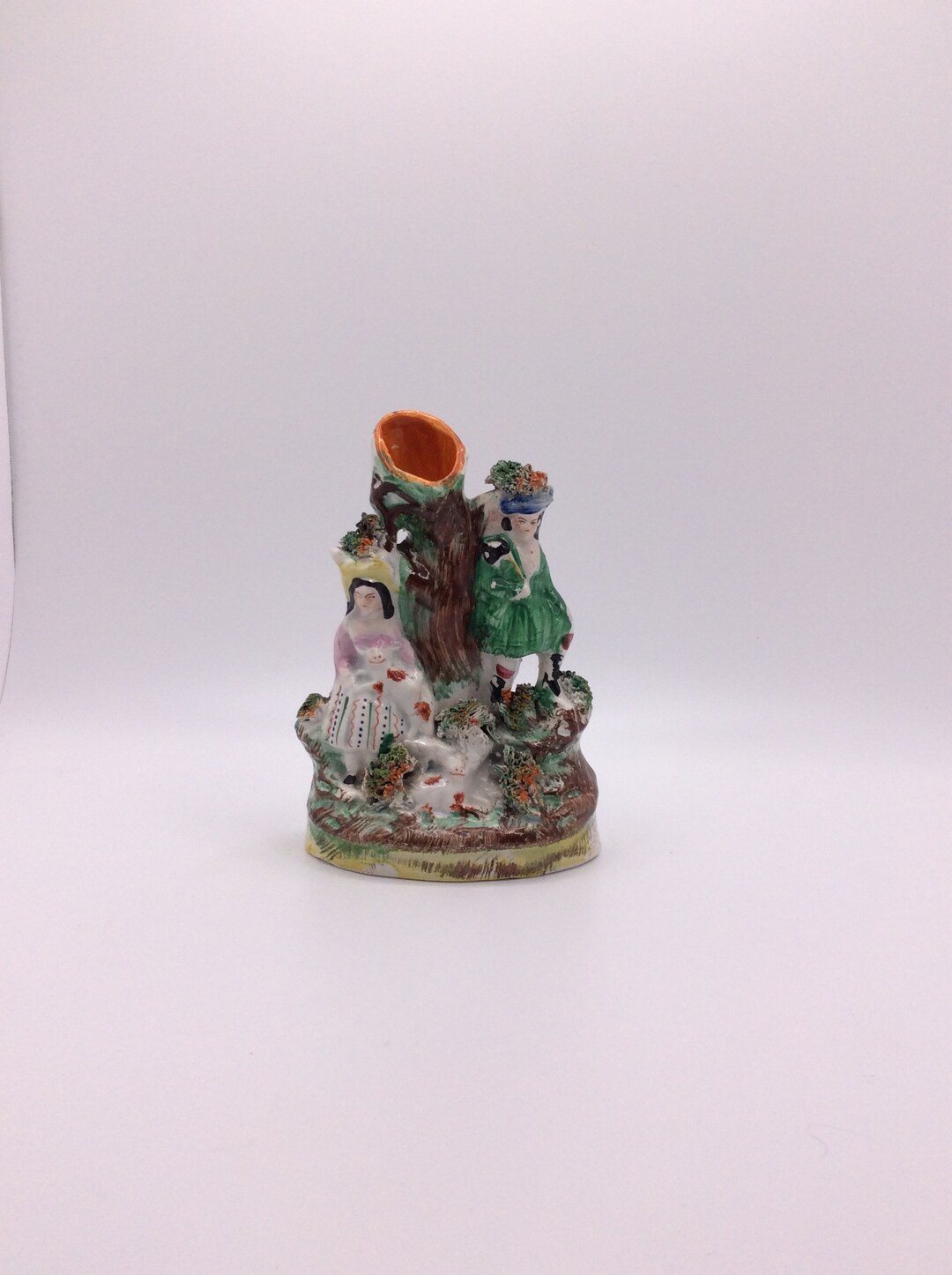 Antique Staffordshire Spill Vase Man and Woman With Calves Victorian ...