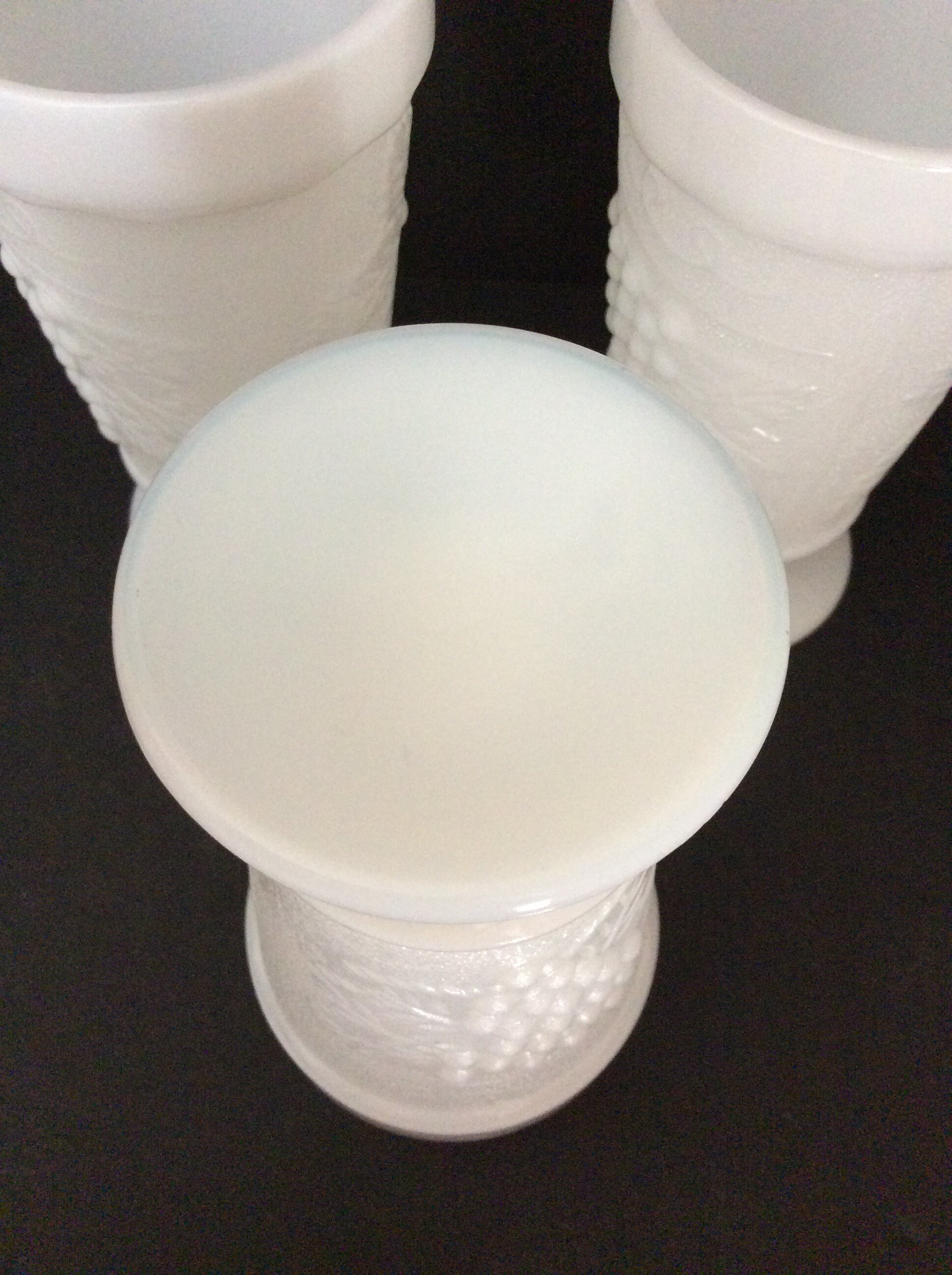 Drink & Barware Set of 2 Vintage Footed Goblets in Translucent Milk ...