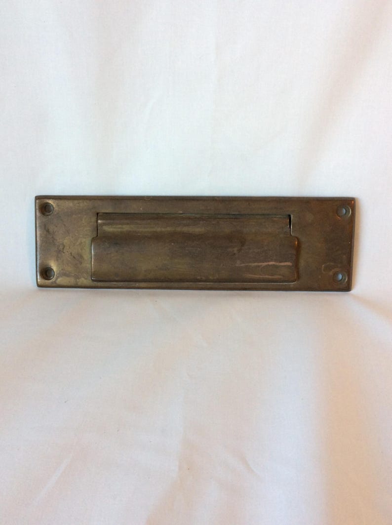 Brass Hinged Flap Mail Slot Made in USA Natural Aged Patina ...