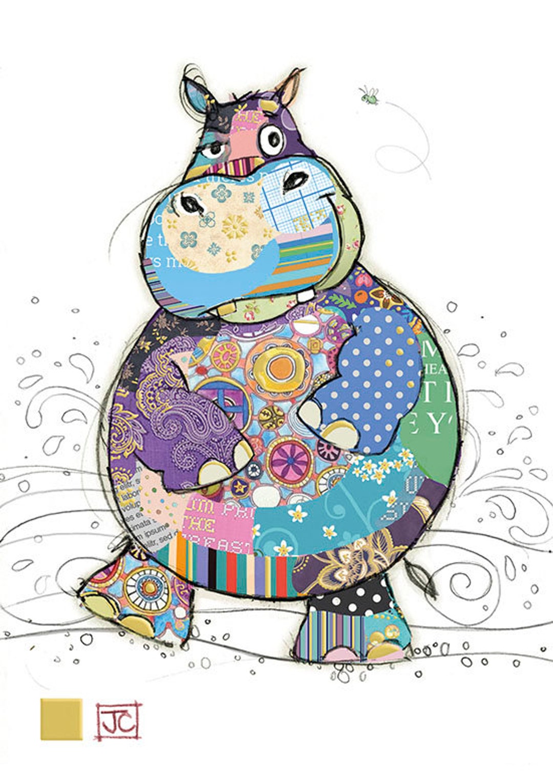 Bug Art Birthday Card Harry Hippo Greetings Card FREE UK POSTAGE - Etsy