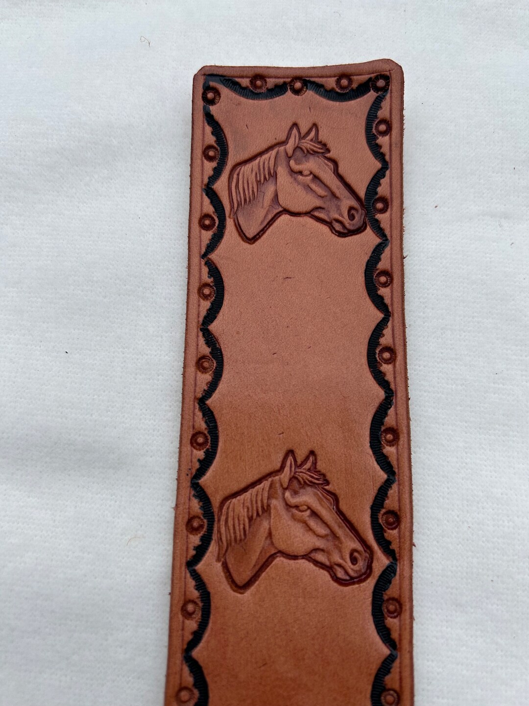 Leather Bookmark Horse Head Black Border Handmade Free UK Postage - Etsy