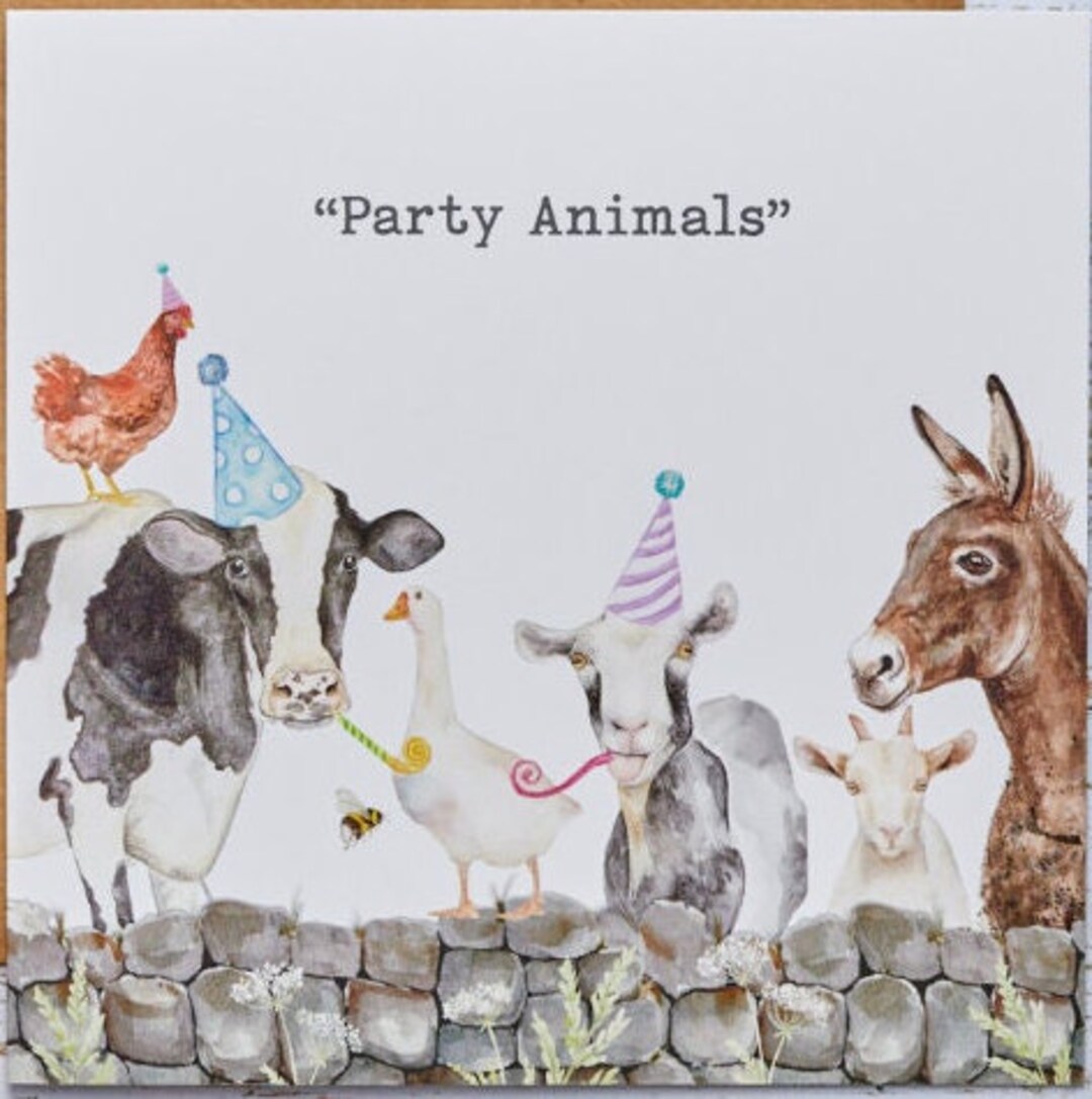 Party Animals Greetings Card & Envelope FREE UK POSTAGE - Etsy