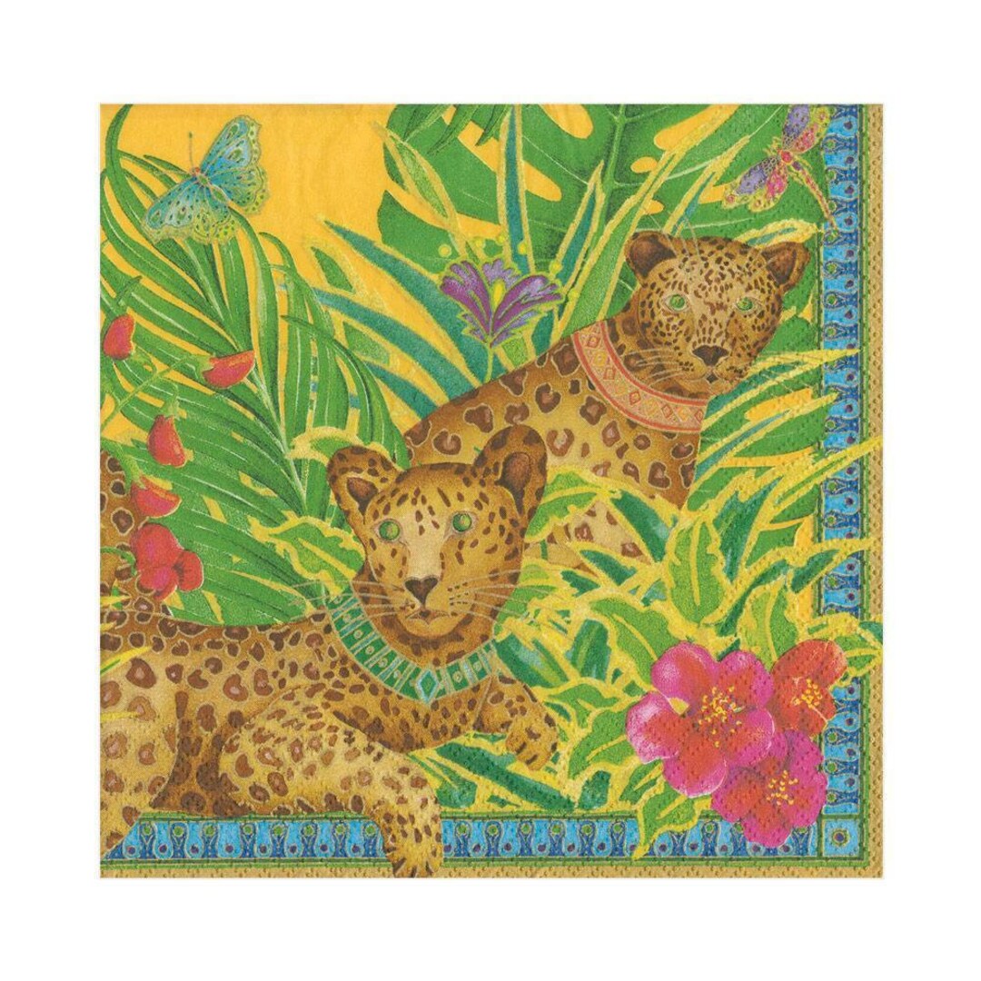 5 Paper Party Napkins Yellow Leopards Pack of 5 3 Ply Tissue Serviettes ...