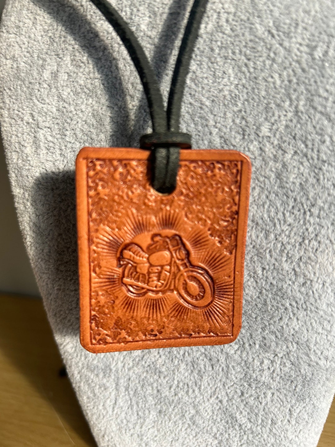 Motorcycle Biker Motorbike Leather Tile Pendant Necklace Jewellery Free ...