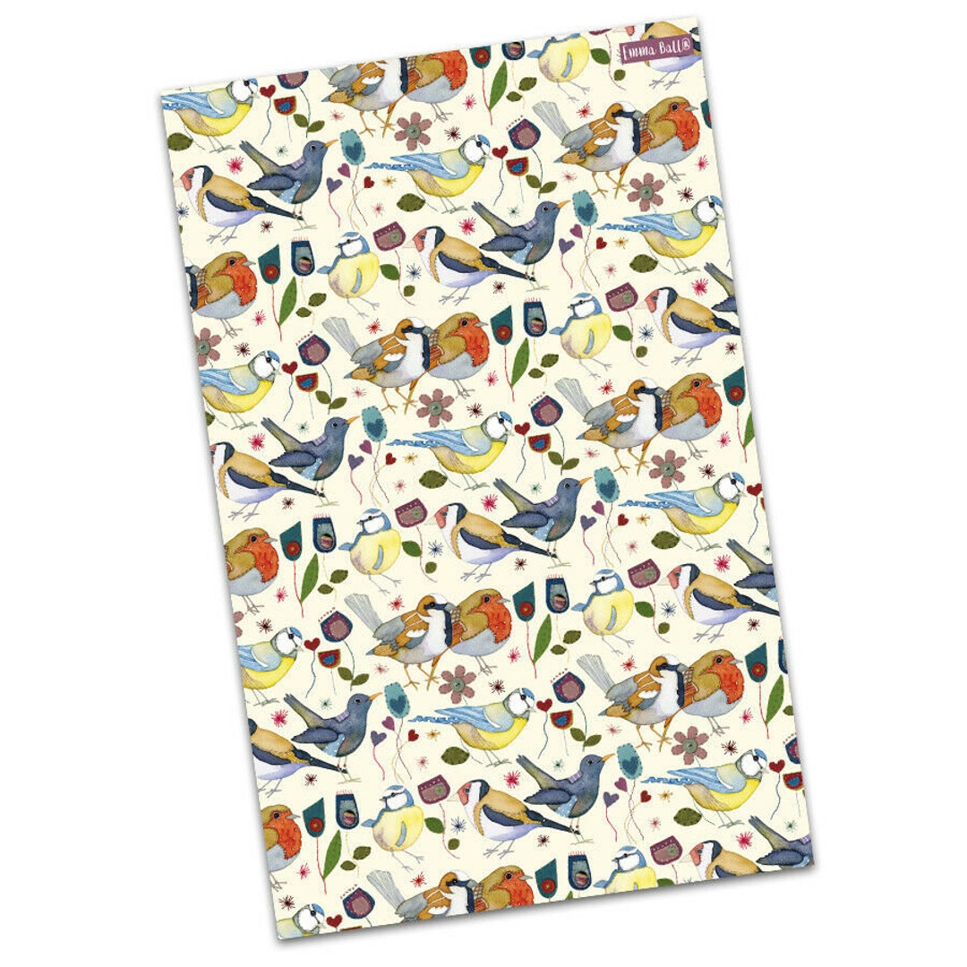 Stitched Birdies Pure Cotton Tea Towel by Emma Ball FREE UK Postage - Etsy