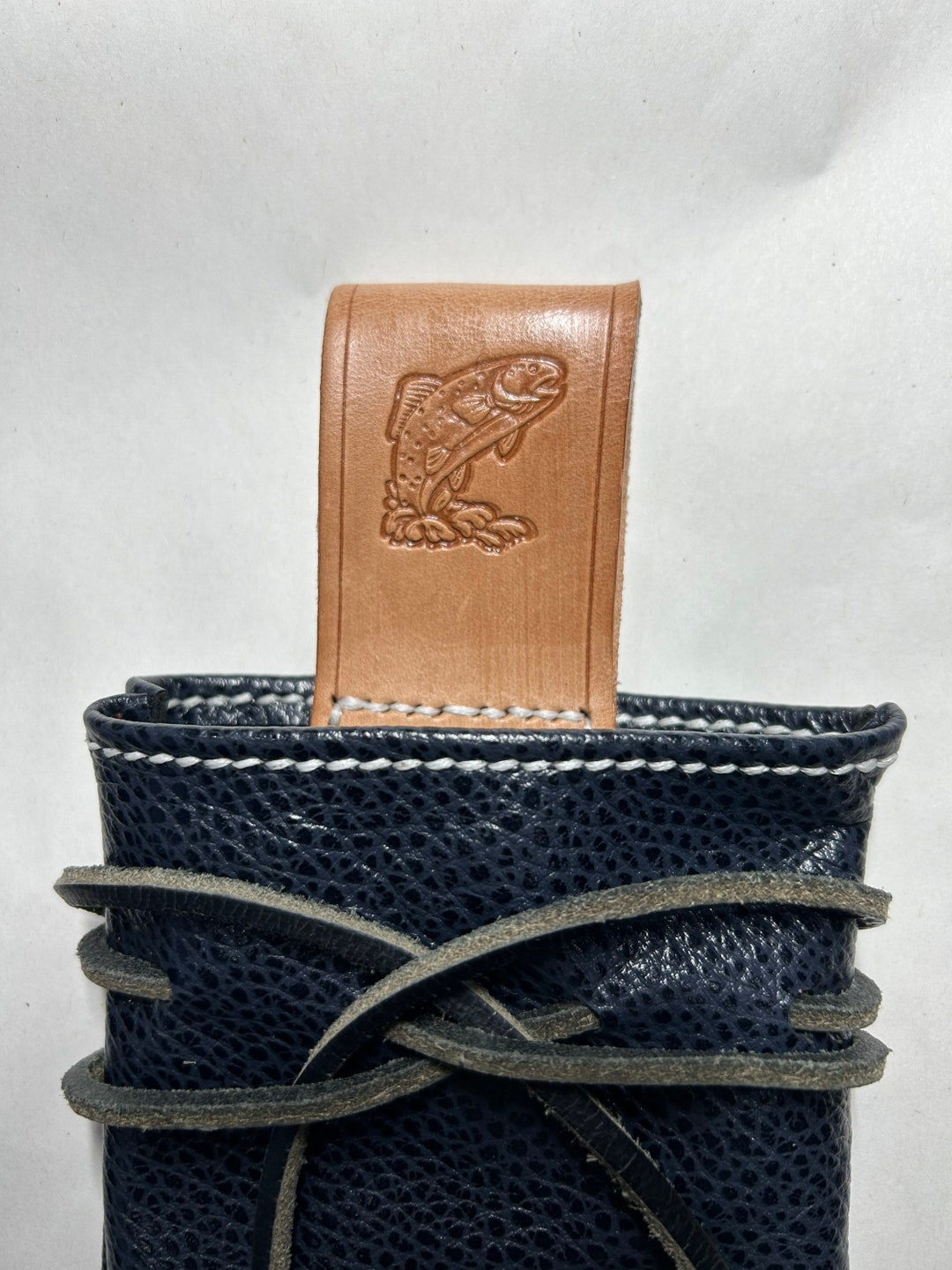 Leather Deep Blue Trout Fishing Leather Loot Stash Pirate Pouch With ...