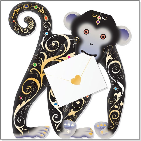 3D Greetings Card Zaza Monkey Die Cut Card With Envelope FREE - Etsy