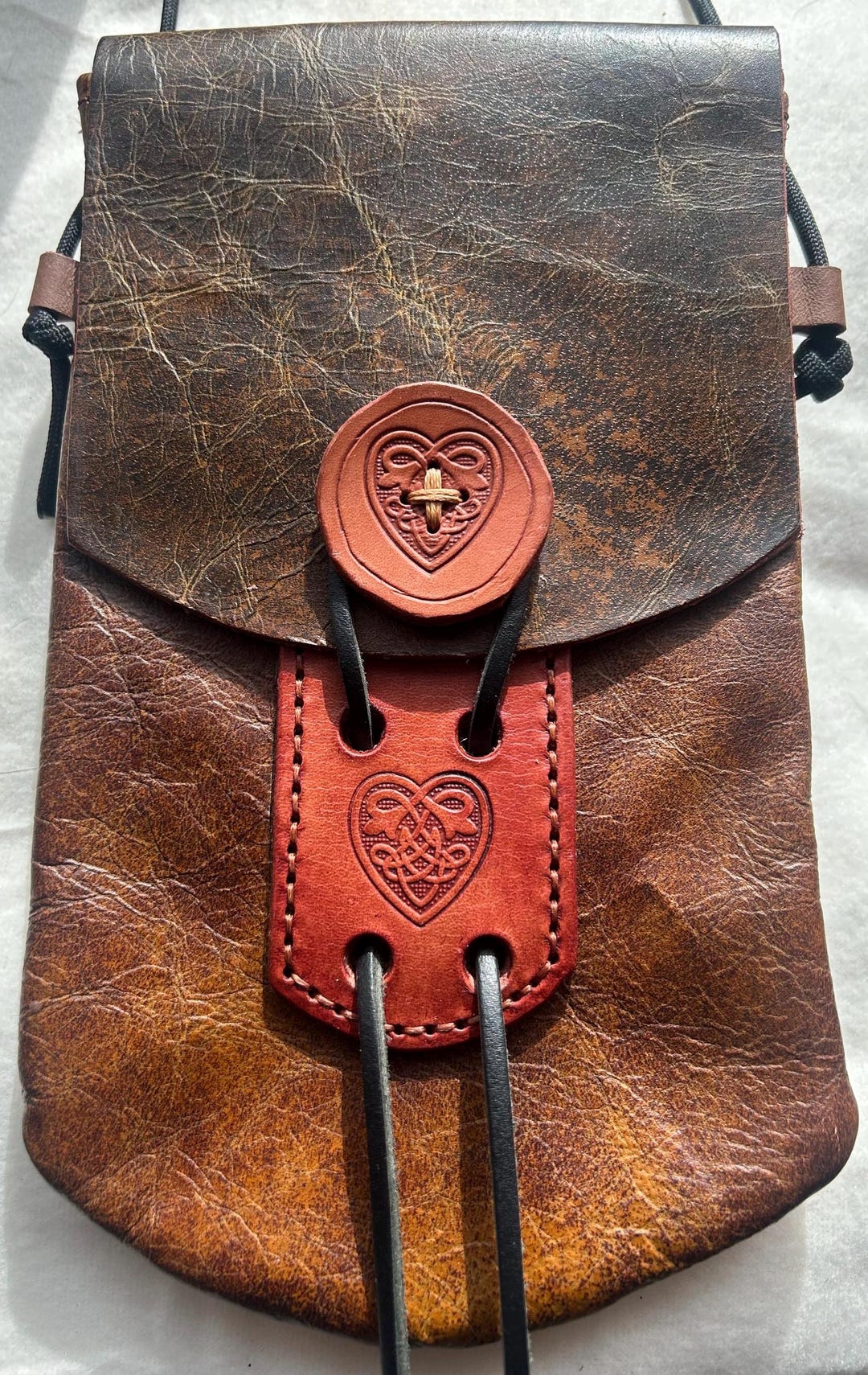 Leather Shoulder Bag Celtic Love Heart Larping Festival Reenactment ...