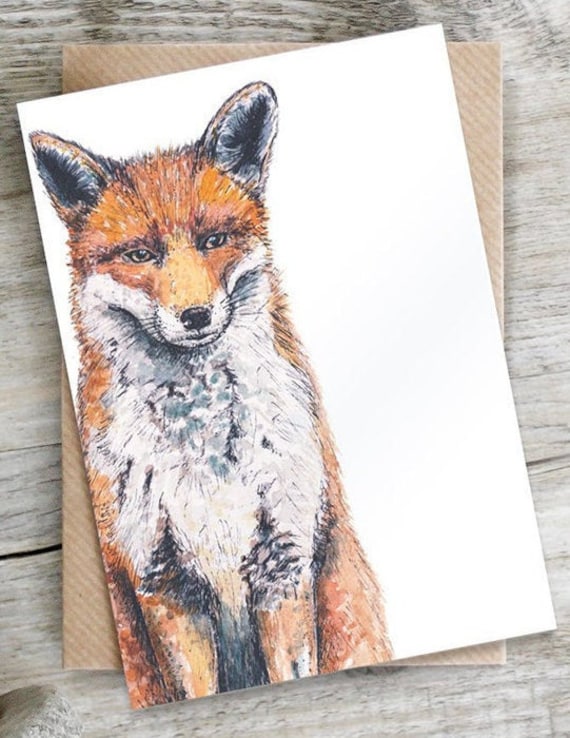 Fox Birthday Card Blank Greetings Card With Envelope FREE UK | Etsy