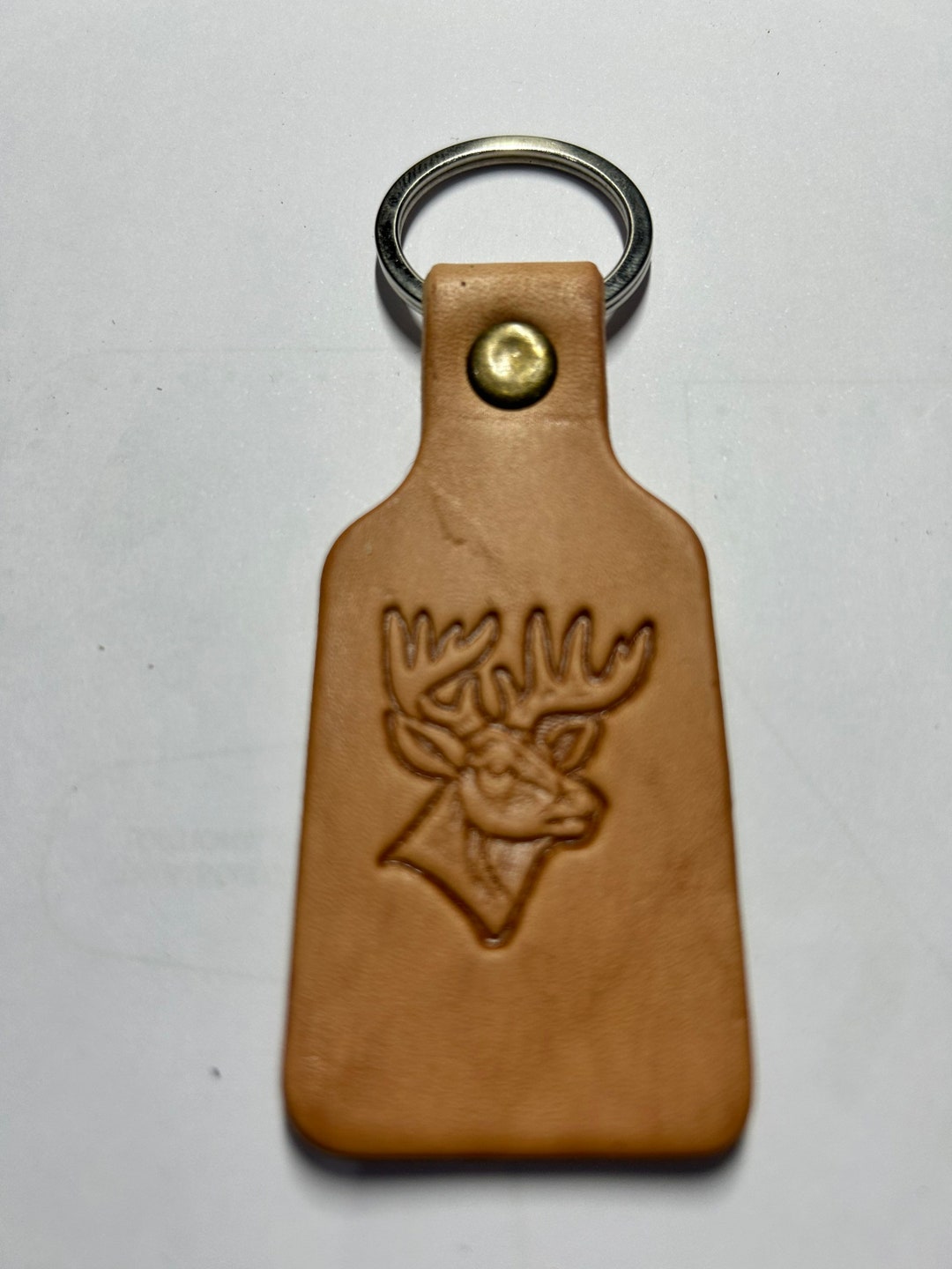 Leather Keyring Keyfob Deer Head Keychain Free UK Postage - Etsy