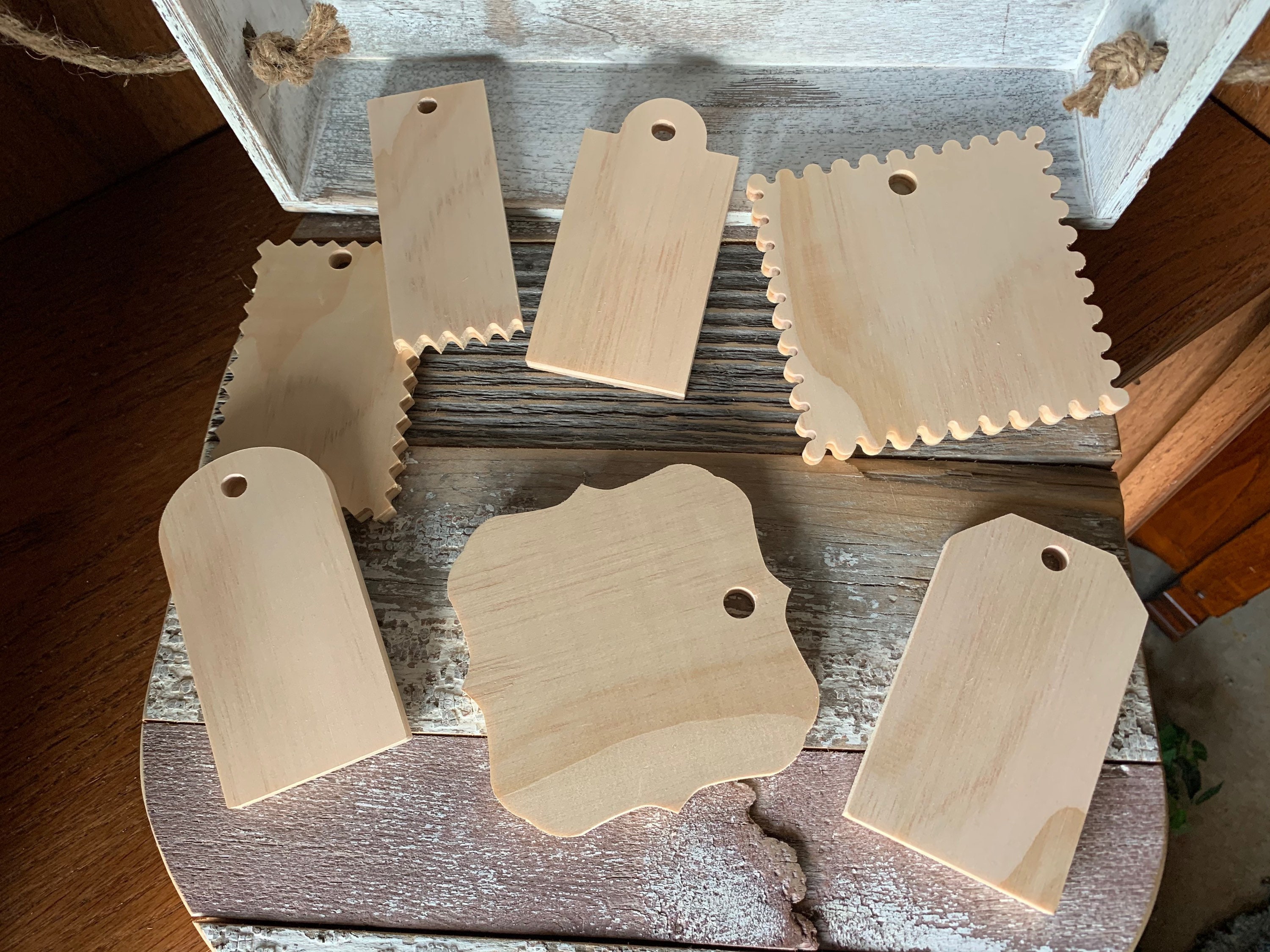 Unfinished Farmhouse Gift Tags, Blank Wood Tags, Unpainted, Create Your ...