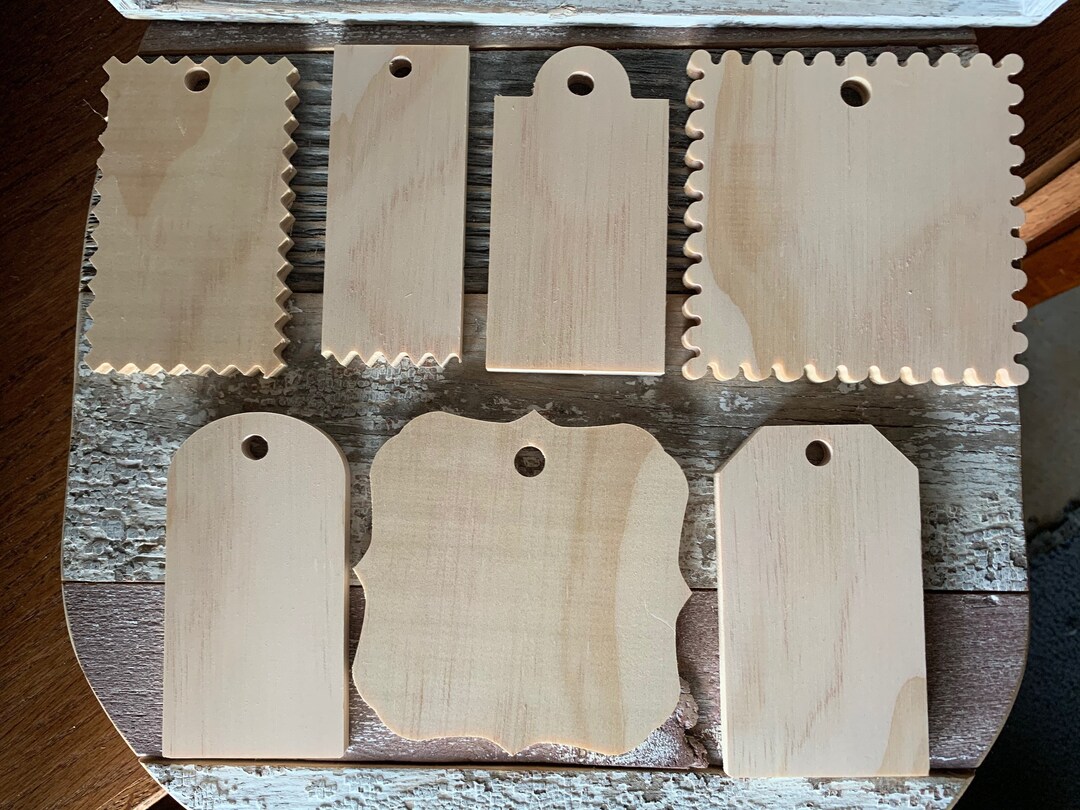 Unfinished Farmhouse Gift Tags, Blank Wood Tags, Unpainted, Create Your ...