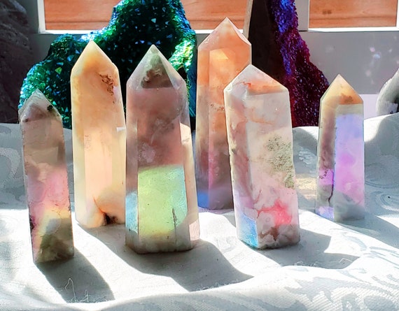 Home Décor You Choose Flower Agate Angel Aura Tower Flower Agate Flower ...