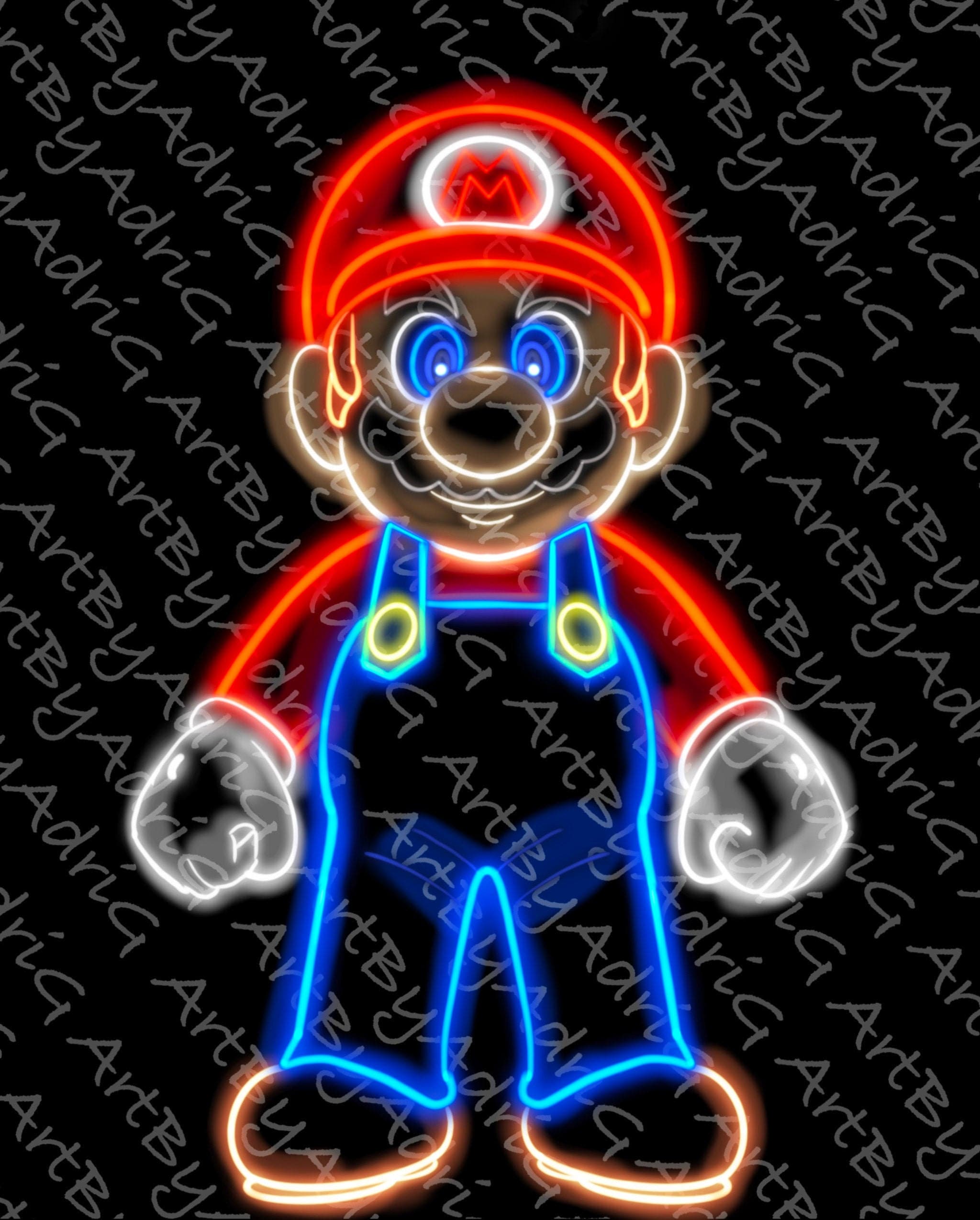 Neon Super Mario Instant Download Printable Wall Decor Game - Etsy ...
