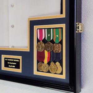 Large Military Uniform Display Case (w/ Custom Double Matting) Cabinet ...