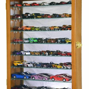 7 Adjustable Shelves Mirror Back 1/64 Diecast Model Cars Display Case ...