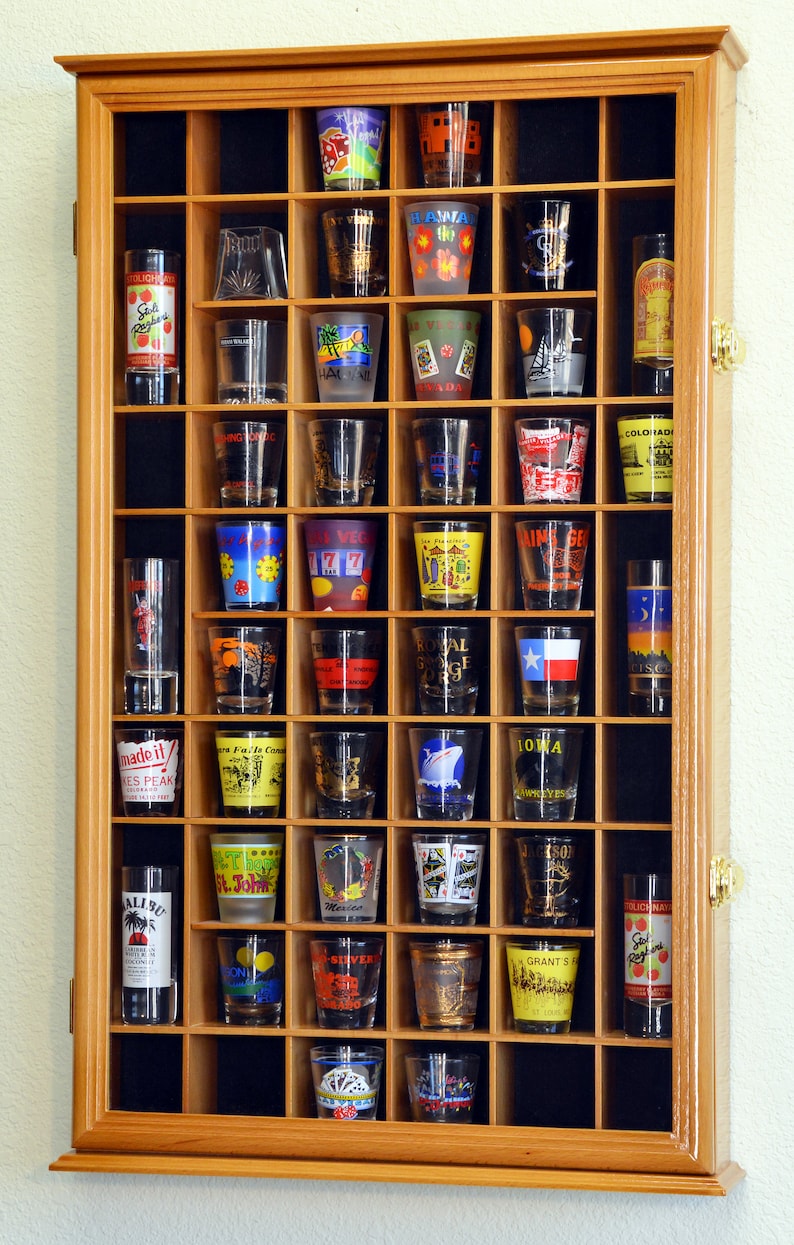 54 Shot Glass Shotglass Shooter Display Case Holder Cabinet | Etsy