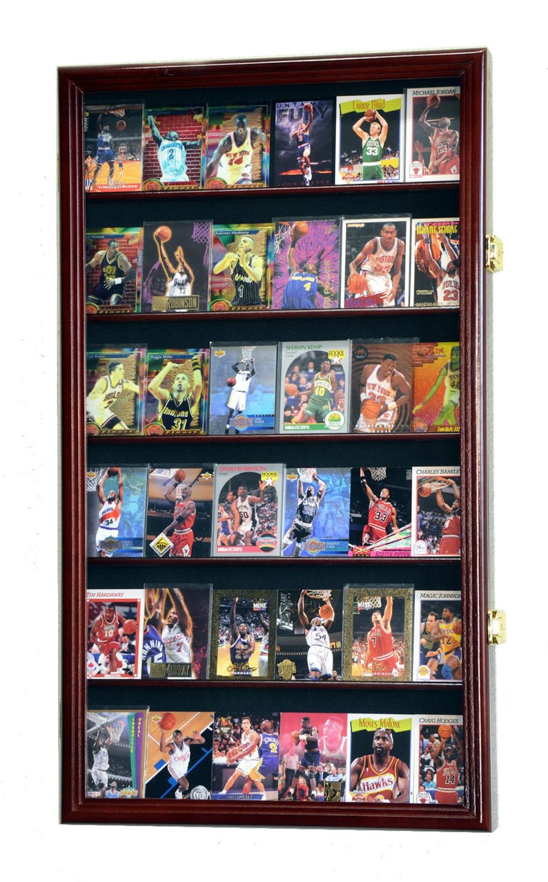 36 Sport Cards/collectible Trading Card Display Case Wall Cabinet W/ 98 ...
