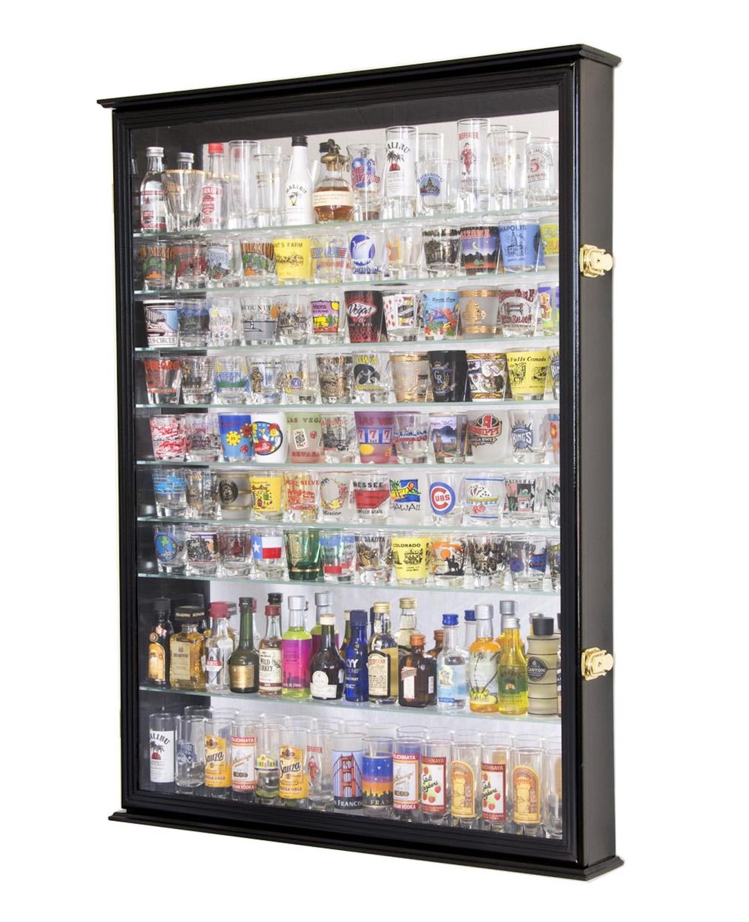 XL Shot Glass Shotglass Display Case Rack Holder Cabinet W/ Mirror ...