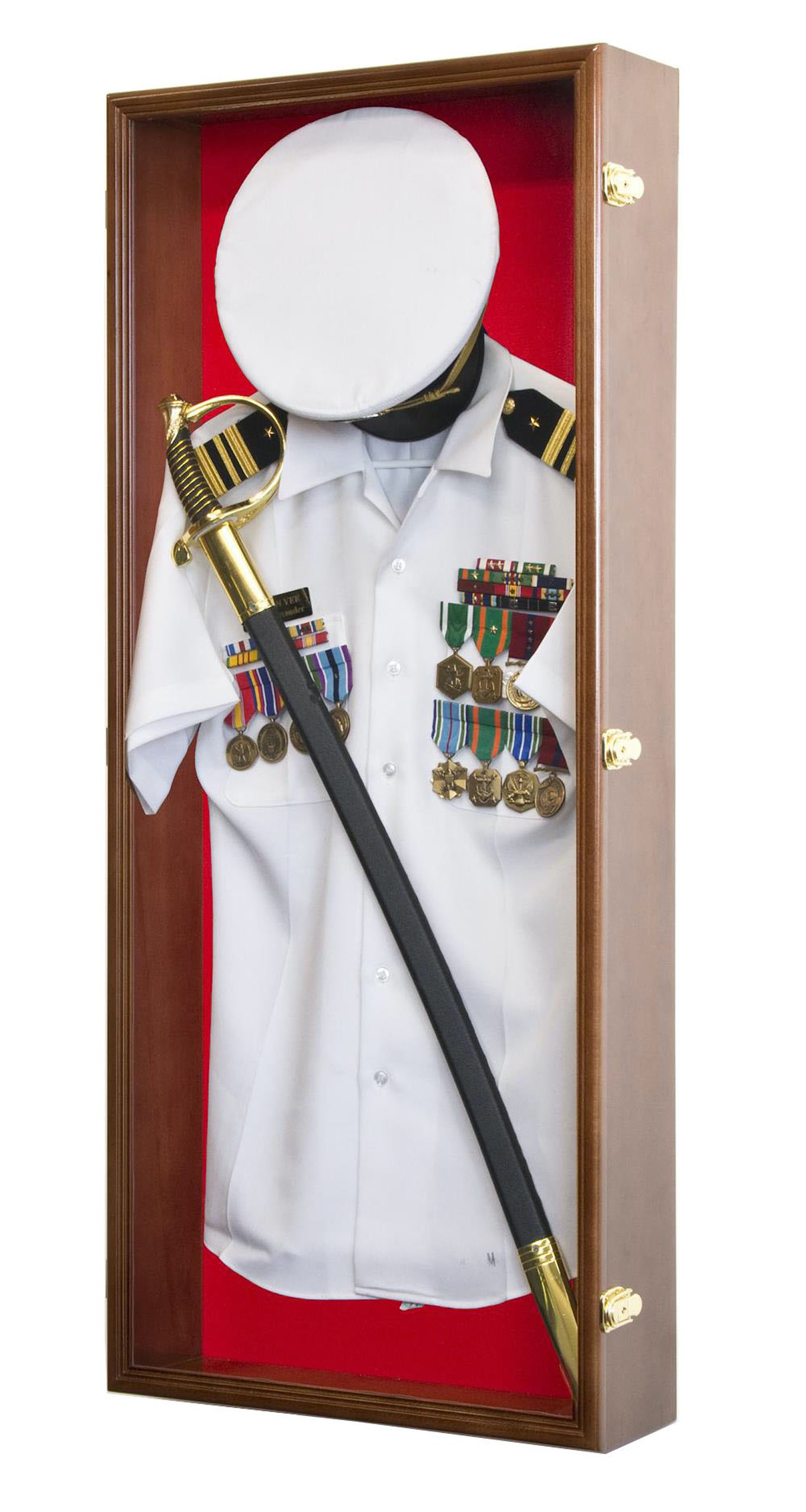 Military Shadow Box Display Case Cabinet Army Navy Marine Veteran ...