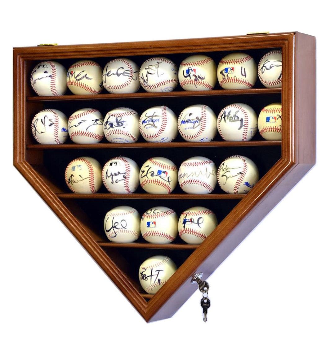 23 Baseball Display Case Cabinet Holder Rack Home Plate Shaped W/98% UV ...