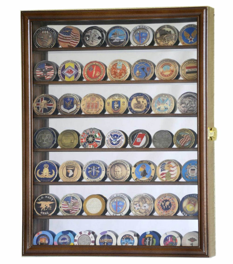 Mirrored Back Military Challenge Coin Display Case Cabinet Holder Wall ...
