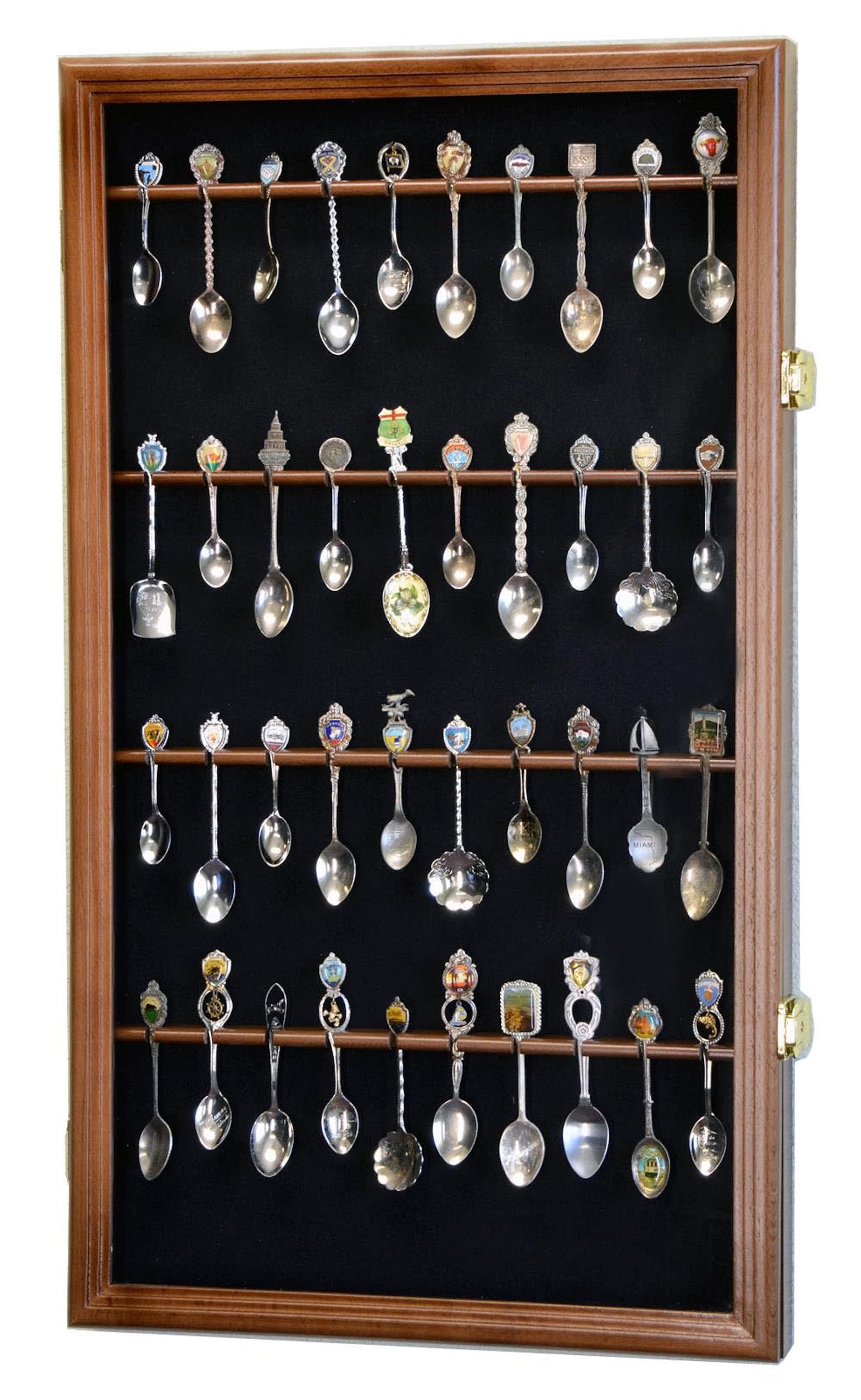 40 Larger Spoon Display Case Wall Rack Cabinet Holder Box 98% UV ...