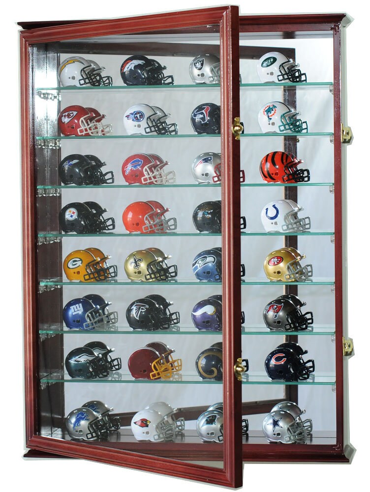 Large Pocket Pro Mini Helmet Display Case Cabinet Football NFL Mirrored ...