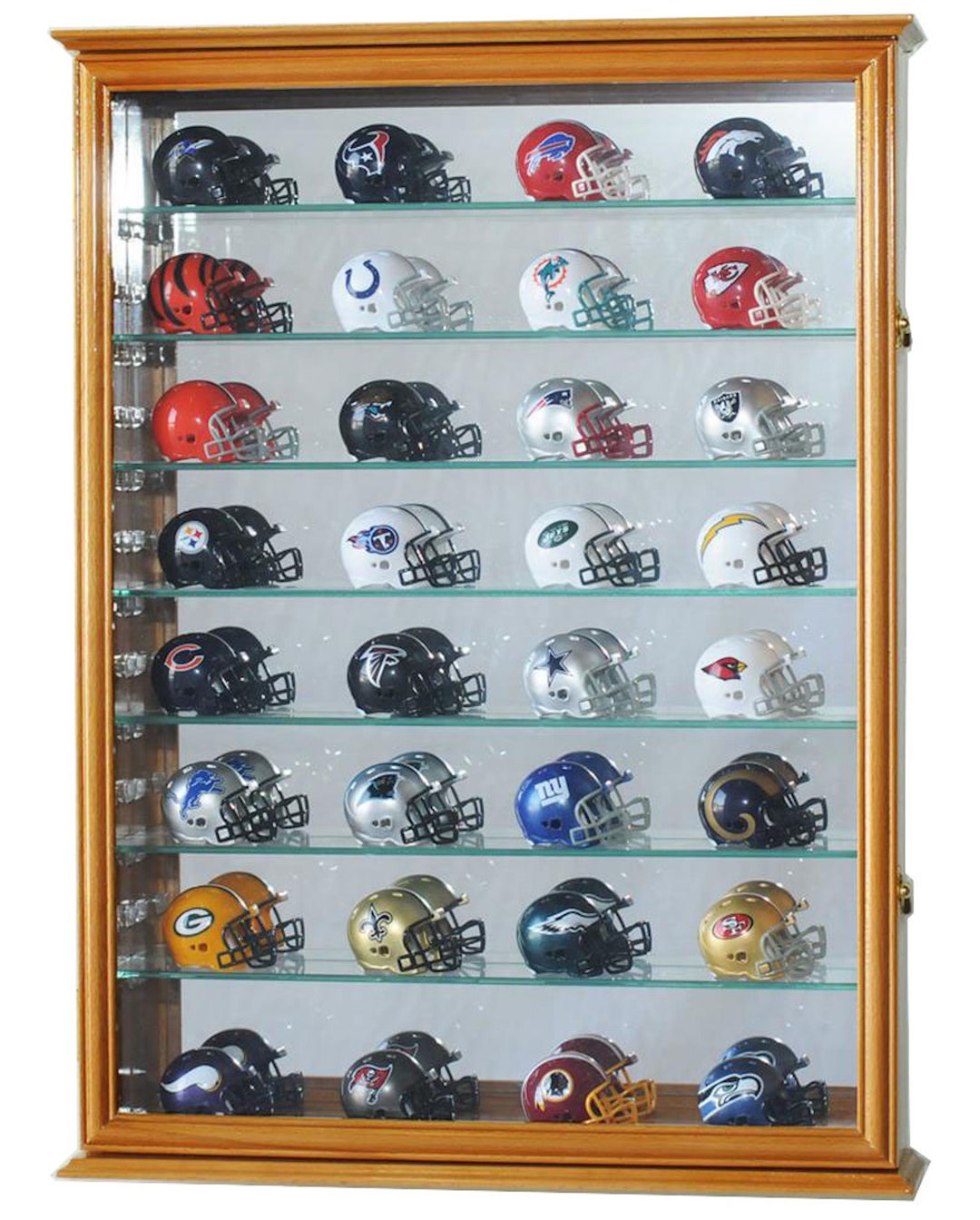 Large Pocket Pro Mini Helmet Display Case Cabinet Football NFL Mirrored ...