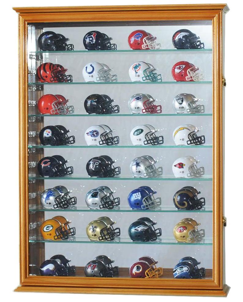 Large Pocket Pro Mini Helmet Display Case Cabinet Football NFL | Etsy
