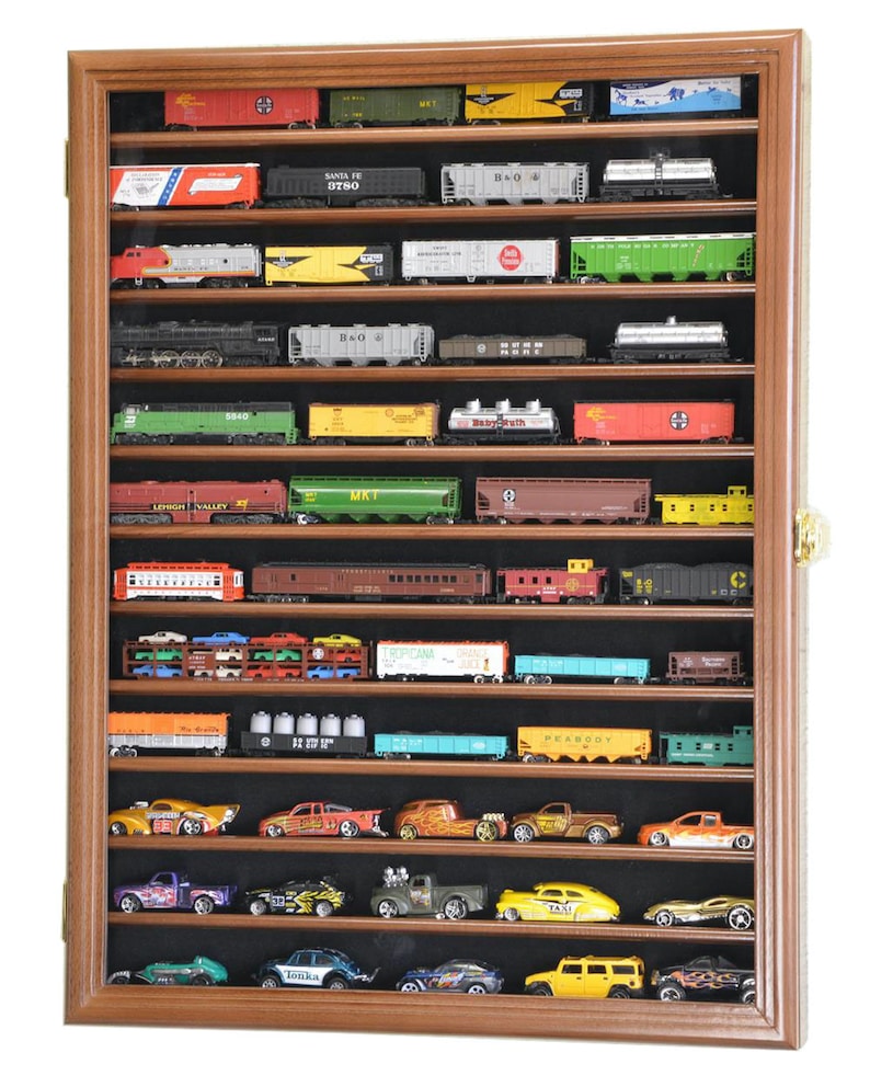 12 Shelves N Scale Train Model Trains Display Case Cabinet Wall Shelf ...