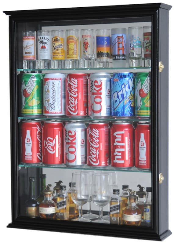 Mini Liquor Bottle Soda Can Mirror Backed Display Case Cabinet - Etsy