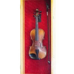 Violin Display Case Cabinet Wall Rack Hanger for Instrument and Bow W ...
