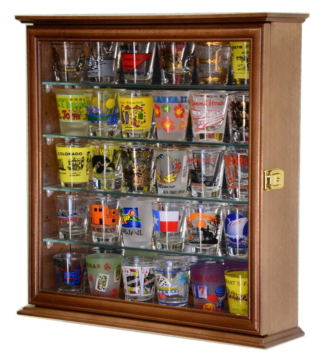 Mirror Backed and 4 Glass Shelves Shot Glass Shotglass Shooter Bottle ...