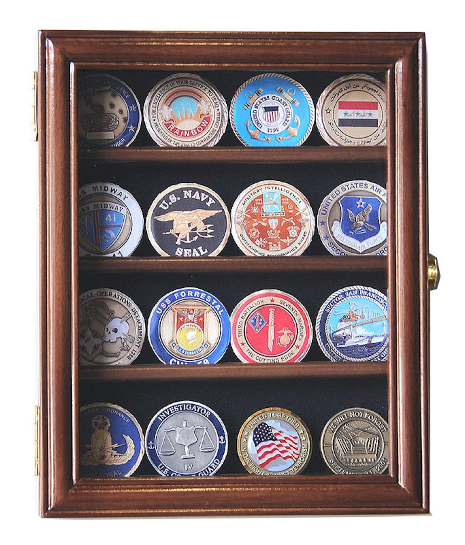 XS Military Challenge Coin Display Case Cabinet Holder Wall Rack W/ 98% ...
