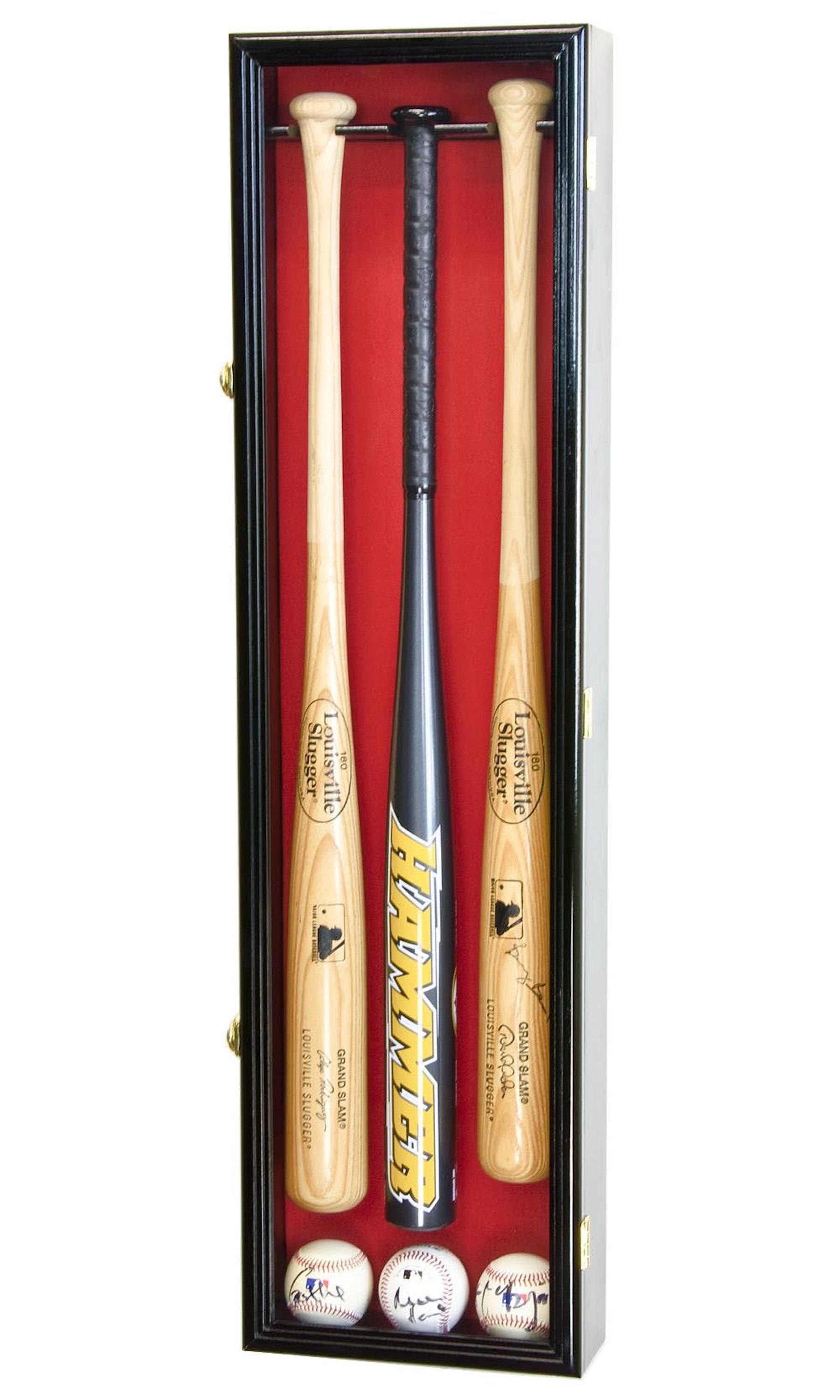 3 Baseball Bat Display Case Cabinet Holder Wall Rack W/98% UV ...