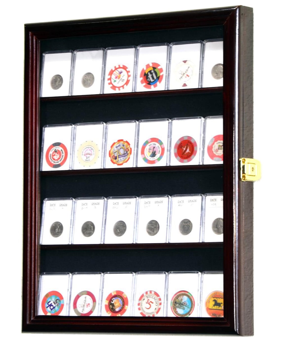 24 Collector NGC PCGS ICG Coin Slab Display Case Wall Cabinet Holder ...