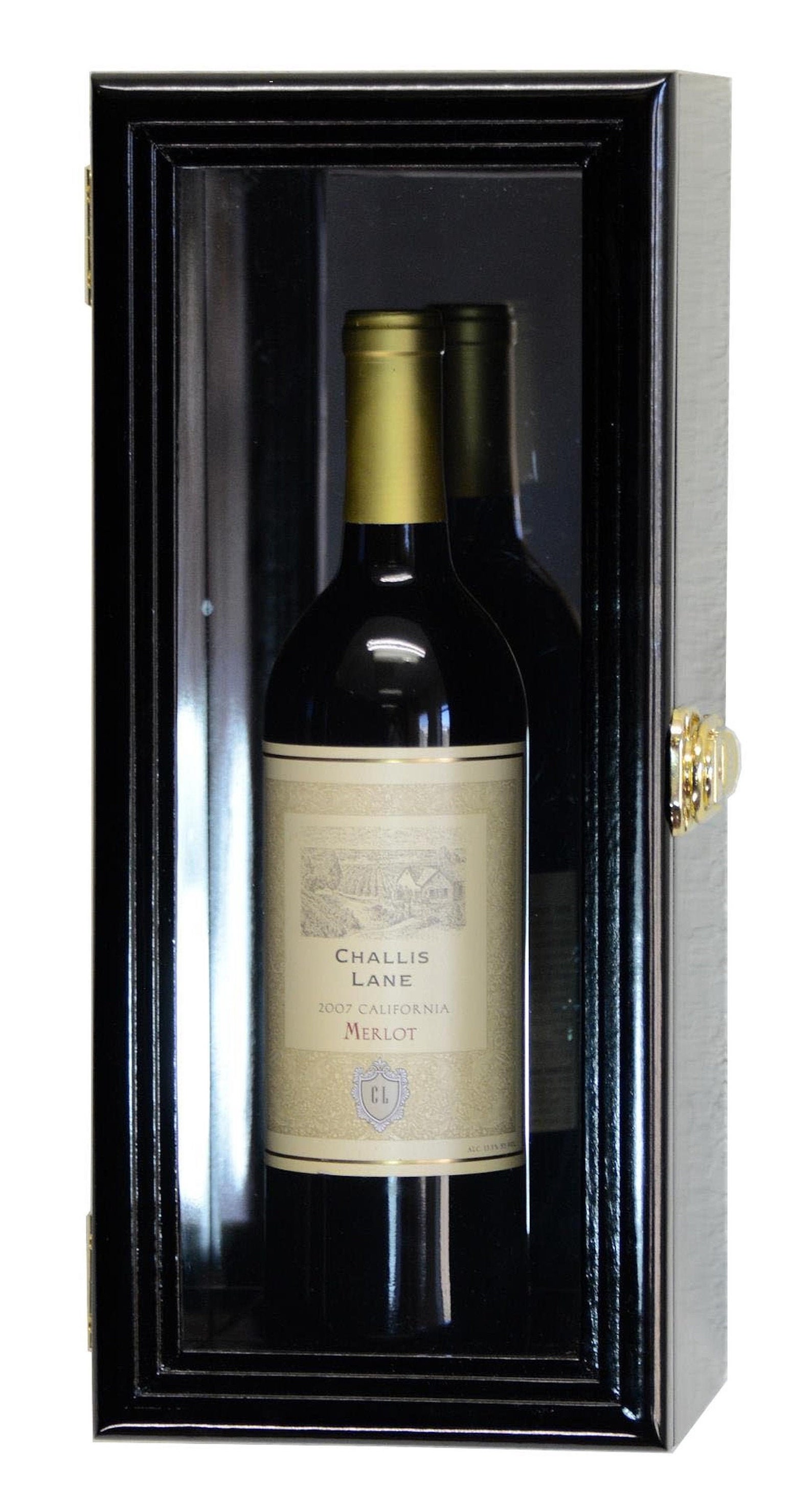 Single Wine / Champagne Bottle Display Case Mirrored Wall Cabinet (fits ...