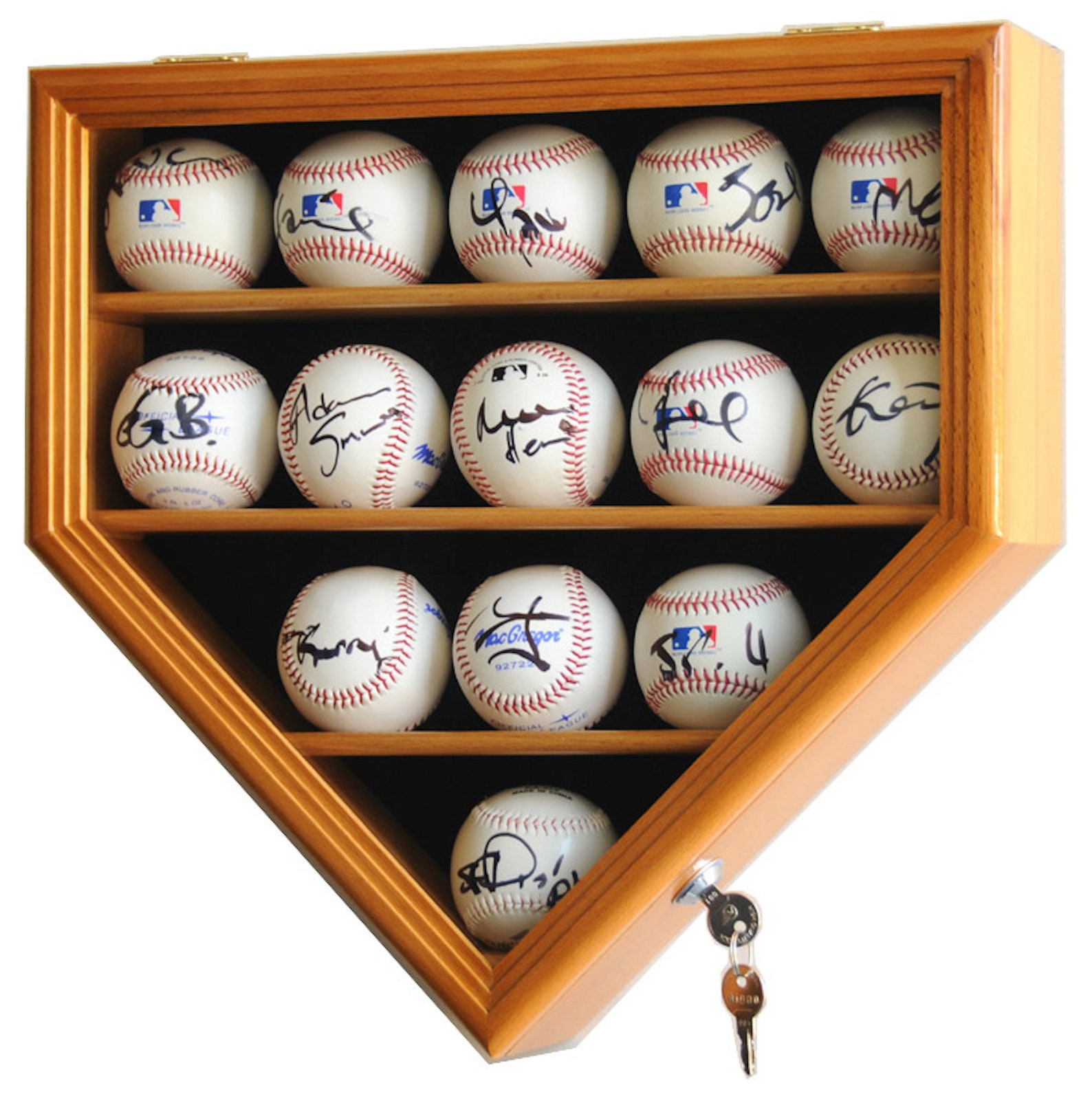 14 Baseball Display Case Cabinet Holder Rack Home Plate Shaped W/98% UV ...