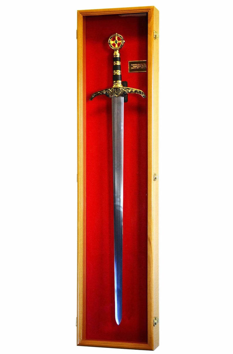 1 Long Sword Display Case Cabinet Wall Shadowbox Medieval Swords Prop ...