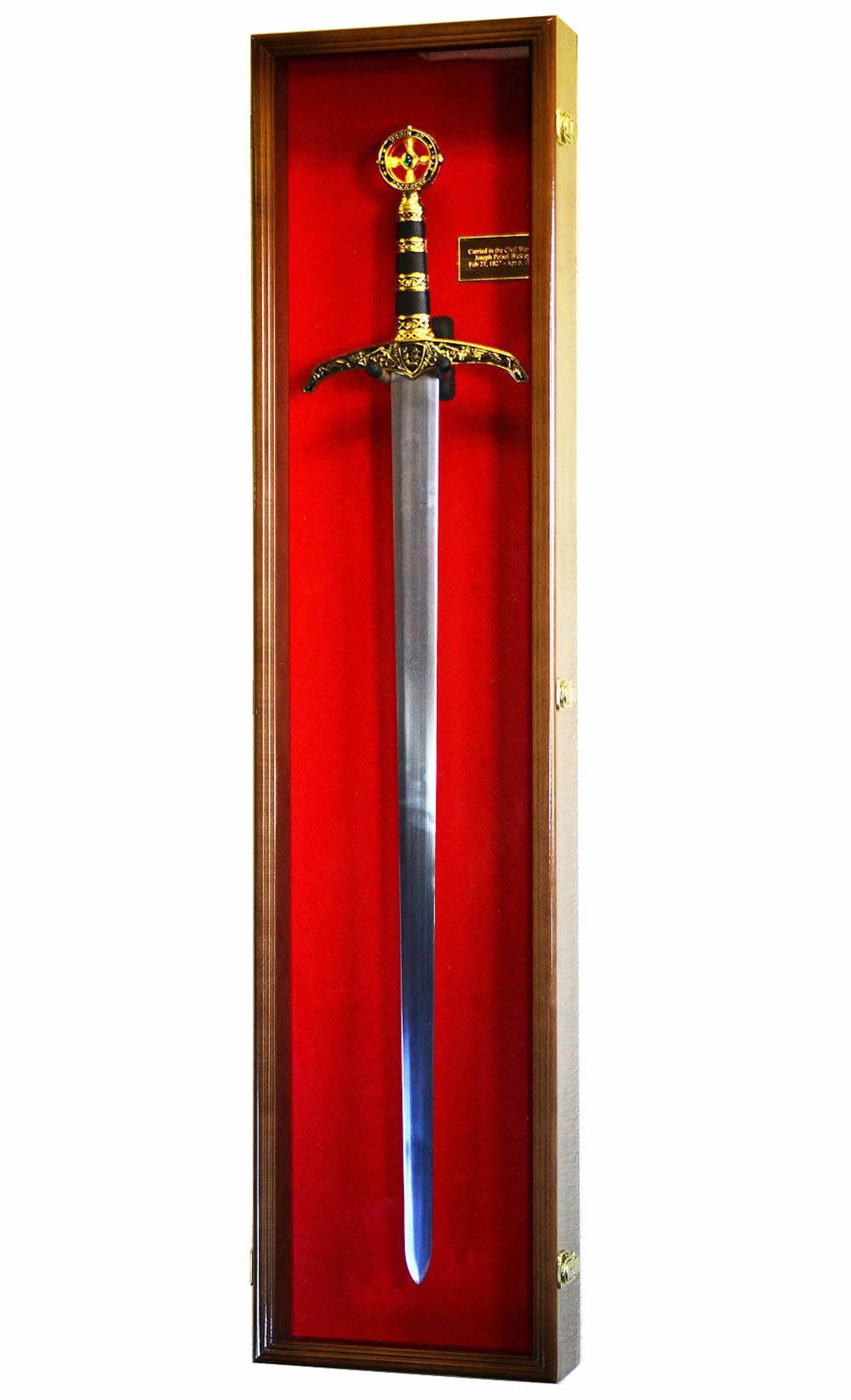 1 Long Sword Display Case Cabinet Wall Shadowbox Medieval Swords Prop ...